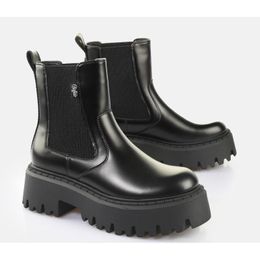 Buffalo Damen Chelseaboots &raquo;ASPEN&laquo; Stiefelette, Schlupfboots, Plateauboots, Profilsohle mit Stretch schwarz 39