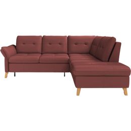 Sit & More sit&more Ecksofa &raquo;G&ouml;teborg&laquo; inkl. Sitztiefenverstellung, wahlweise mit Bettfunktion & Bettkasten rot B/H/T: 250cm x 90cm x 226cm, NaturLEDER Stoff, 