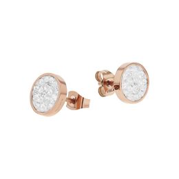 Tom Tailor Damen Tom Tailor Paar Ohrstecker &raquo;Schmuck Geschenk Edelstahl Kreis rund&laquo; mit Kristallsteine rosa Edelstahl