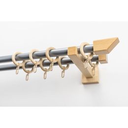 Garesa Gardinenstange &raquo;CUBUS&laquo; &Oslash; 20 mm 2 l&auml;ufig-l&auml;ufig Wunschma&szlig;l&auml;nge Vorhanggarnitur, verl&auml;ngerbar, Endknopf abgeschr&auml;gt, mit Ringe beige 
