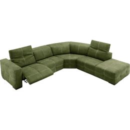 Egoitaliano Ecksofa &raquo;Sauvanne, Designsofa der Extraklasse, elegant und bequem, L-Form&laquo; wahlweise mit elektrischer Relaxfunktion, Kopfteilverstellung gr&uuml;n B/H/T: 
