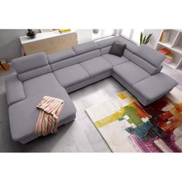 Sit & More sit&more Wohnlandschaft &raquo;Alcatraz U-Form&laquo; wahlweise mit Schlaffunktion grau Struktur fein (97% Polyester, 3% Polyamid);Luxus-Microfaser ALTARA NUBUCK 