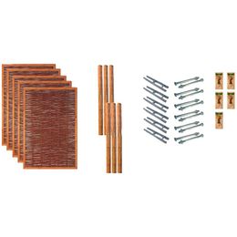 TETZNER & JENTZSCH Weidenzaun &raquo;Fresno 3&laquo; 5 Elemente, LxH: 654x180 cm braun Stahl, Weidengeflecht H/L: 180cm x 6,54m, Pfosten: 6 Stk.
