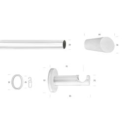 Garesa Gardinenstange &raquo;WHITE&laquo; &Oslash; 20 mm 1 l&auml;ufig-l&auml;ufig Wunschma&szlig;l&auml;nge Vorhanggarnitur, verl&auml;ngerbar, Wandmontage, Endknopf abgeschr&auml;gt wei&szlig; Eisen B/L: 