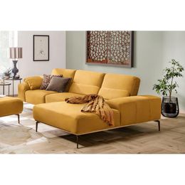 W.Schillig Ecksofa &raquo;run, Designsofa mit tollem Sitzkomfort, bequem, L-Form&laquo; mit Holzsockel, F&uuml;&szlig;e in Bronze pulverbeschichtet, Breite 319 cm gelb 