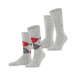 Burlington Herren Socken &raquo;Everyday Argyle Mix&laquo; 2 Paar, atmungsaktiv, Einheitsgr&ouml;&szlig;e 40-46, Argyle-Muster grau 40-46