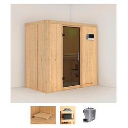 Karibu Sauna &raquo;Vada&laquo; Set, Ofen 9 kW Bio externe Strg easy beige Bio-Kombiofen, externe Steuerung, 9 kW