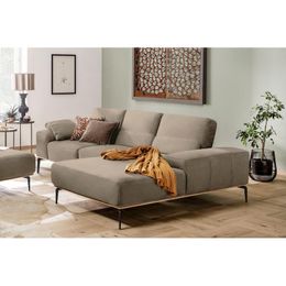 W.Schillig Ecksofa &raquo;run, Designsofa mit tollem Sitzkomfort, bequem, L-Form&laquo; mit Holzsockel, F&uuml;&szlig;e in Schwarz pulverbeschichtet, Breite 279 cm beige 