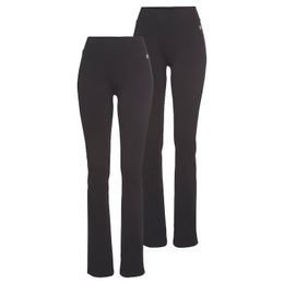 H.I.S. H.I.S Damen Leggings Bootcut‐Leggings im praktischen 2er‐Pack mit elastischem Bund schwarz 46, N-Gr