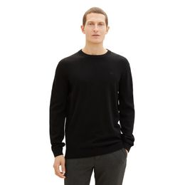 Tom Tailor Herren Tom Tailor Rundhalspullover mit Logostickerei schwarz XL