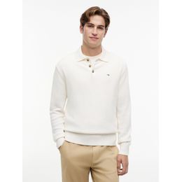 Tommy Jeans Herren Polokragenpullover "TJM SLIM ESSENTIAL POLO SWEATER", wei&szlig;, Gr. L, Strick, Obermaterial: 100% Baumwolle, Pullover, mit