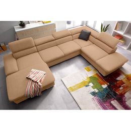 Sit & More sit&more Wohnlandschaft &raquo;Alcatraz U-Form&laquo; wahlweise mit Schlaffunktion braun Struktur fein (97% Polyester, 3% Polyamid);Luxus-Microfaser ALTARA NUBUCK