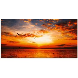 Artland Glasbild &raquo;Sonnenuntergang am Strand&laquo; Sonnenaufgang & -untergang 1 Stk. tlg. in verschiedenen Gr&ouml;&szlig;en orange B/H/T: 100cm x 50cm, Glasbild Sonnenaufgang