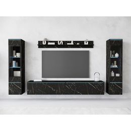 Home Affaire Wohnwand &raquo;VERA II&laquo; Komplett-Set, 4 Stk. tlg. schwarz B/H/T: 260cmcm x 130cmcm x 33cmcm, ohne Beleuchtung