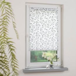 Liedeco Plissee &raquo;Klemmfix-Plissee verspannt, Druck Bl&auml;tter&laquo; blickdicht ohne Bohren verspannt Bedrucktes Plissee mit Blattmotiv wei&szlig; 130cm, zweiseitig 