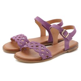 Lascana M&auml;dchen Lascana Sandale &raquo;Sommerschuh&laquo; Sandalette, Sommerschuh aus Leder mit Cut-Outs und weicher Innensohle lila 38