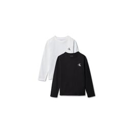 Calvin Klein Jeans Jungen Langarmshirt &raquo;CHEST MONO LS T-SHIRT 2-PACK&laquo; Reine Baumwolle, Regular Fit, Logodruck schwarz-wei&szlig; 10 (140)