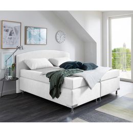 Westfalia Schlafkomfort Boxspringbett &raquo;Amsterdam in den Breiten 160x200, 180x200cm & 200x200cm&laquo; Optional mit Topper wei&szlig; mit Topper, Liegefl&auml;che B/L: 200cm x 200cm, Gewicht 