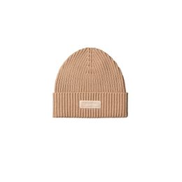 Calvin Klein Damen Beanie &raquo;PATCH CHUNKY RIB COTTON BEANIE&laquo; Regular fit mit aufgen&auml;htem Markenlogo beige Einheitsgr&ouml;&szlig;e