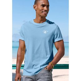 Beach Time Beachtime Herren T-Shirt &raquo;, sommerliches Shirt mit modischem Surfer Print&laquo; Regular-Fit, mit kleinem Print vorn und gro&szlig;em Print hinten blau S