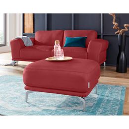 W.Schillig Hocker &raquo;montanaa&laquo; mit Metallf&uuml;&szlig;en in Silber matt, Breite 71 cm rot B/H/T: 71cm x 42cm x 71cm, Longlife Xtra-Leder Z59