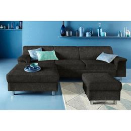 DOMO collection Ecksofa &raquo;Jamie, modern und elegant, Fu&szlig;h&ouml;he 9cm, L-Form,&laquo; wahlweise mit Bettfunktion schwarz B/H/T: 251cm x 72cm x 80cm, Microfaser 