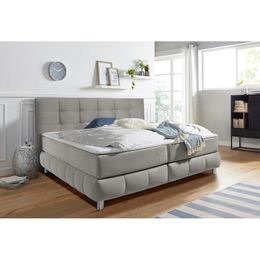 Home Affaire Boxspringbett &raquo;Salo XXL&laquo; in Samtoptik oder Struktur, 6 Breiten in &Uuml;berl&auml;nge 220cm, 4 H&auml;rtegrade grau Samtoptik, Liegefl&auml;che B/L: 160cm x 