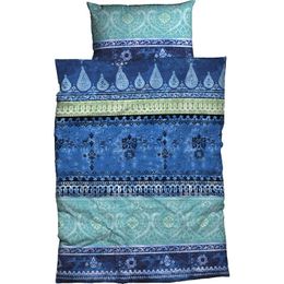 CASATEX Bettw&auml;sche &raquo;Indi&laquo; 3 Stk. romantisch, orientalisch, weich und gem&uuml;tlich blau Biber, Obermaterial: 100% Baumwolle B/L: 200cm x 220cm, 1 Stk., 2 