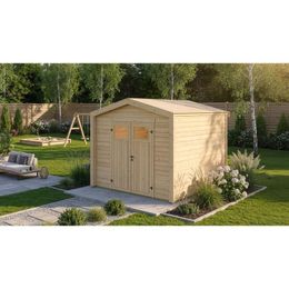 Weka Gartenhaus &raquo;Killarney&laquo; Doppelt&uuml;r, 1/4 verglast beige Massivholz ohne Fu&szlig;boden, ohne Dacheindeckung