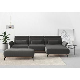 Home Affaire Ecksofa &raquo;Fjord L-Form&laquo; massiv, wahlweise mit Armlehnfunktion, Kopf- Sitztiefenverstellung grau 100% Polyester B/H/T: 324cm x 93cm x 184cm