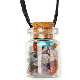 Firetti Damen Kette mit Anh&auml;nger &raquo;Schmuck Geschenk Edelsteinmix&laquo; Made in Germany - mit Achat, Bergkristall, Amethyst, Karneol, T&uuml;rkis bunt Glas Leder,
