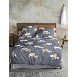Irisette Bettw&auml;sche &raquo;Panda 8545&laquo; 2 Stk. flauschig blau Feinbiber, Obermaterial: 100% Baumwolle B/L: 140cm x 200cm, 1 Stk., 1 Stk., Feinbiber, B/L: 90cm x 70cm,