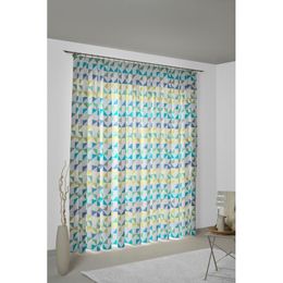 WIRTH Vorhang &raquo;Berlare&laquo; Kr&auml;uselband 1 Stk. tlg. nach Ma&szlig; blau Baumwolle, Polyester 305cm, Kr&auml;uselband, 132cm