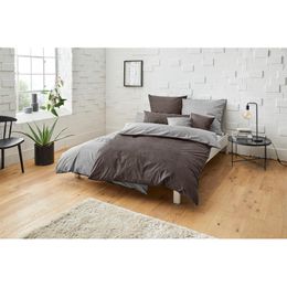 Bruno Banani Wendebettw&auml;sche &raquo;Merlin in Gr. 135x200 oder 155x220 cm&laquo; 2 Stk. Baumwollbettw&auml;sche, Leinen-Look in Melange-Optik grau Linon, Obermaterial: 100% 