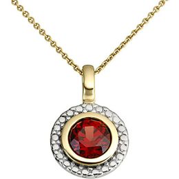 Firetti Damen Kettenanh&auml;nger &raquo;Schmuck Geschenk Gold 333 Halsschmuck Anh&auml;nger Kreis / rund&laquo; mit Granat bunt Gelbgold 333, 1,15 g