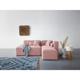 Home Affaire Ecksofa &raquo;Sundstrup L-Form&laquo; Modulserie, individuelle Zusammenstellung rosa 100% Polyester B/H/T: 233cm x 76,5cm x 93cm, Samtoptik, 