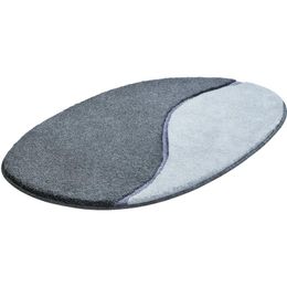 Grund Badematte &raquo;Orbis&laquo; H&ouml;he 24 mm rutschhemmend beschichtet fu&szlig;bodenheizungsgeeignet zweifarbiger Badematte grau Polyacryl oval (75cm x 120cm ), 1 Stk.