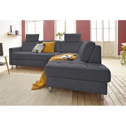 Sit & More sit&more Ecksofa &raquo;Pablo L-Form&laquo; wahlweise mit Schlaffunktion und Bettkasten grau Luxus-Microfaser ALTARA NUBUCK (100% Polyester) / Struktur fein (100%
