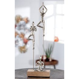 Casablanca by Gilde Dekofigur &raquo;Skulptur Yogagruppe&laquo; silber Aluminium B/H/T: 15,5cm x 51cm x 9cm