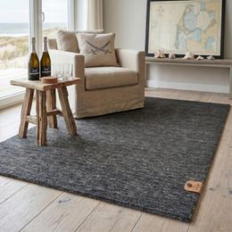 Sansibar Wollteppich &raquo;List, Handwebteppich&laquo; rechteckig 13 mm H&ouml;he reine Wolle, meliert, handgewebt, Wohnzimmer grau Schurwolle B : 60cm 1 Stk., 13mm, L: 90cm