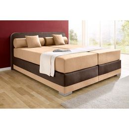 Maintal Boxspringbett &raquo;Lago&laquo; in 3 verschiedenen Matratzenarten, H2 oder H3 braun Bezug Kopteil und seitliche Unterbox wahlweise Microvelours aus 100% 