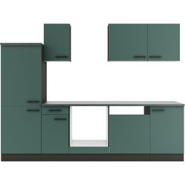 Optifit K&uuml;chenzeile &raquo;Palma&laquo; Breite 270 cm, wahlweise mit E-Ger&auml;ten, seitenverkehrt stellbar gr&uuml;n B/H/T: 270cm x 60cm, ohne E-Ger&auml;te