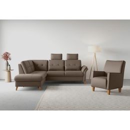 Sit & More sit&more Ecksofa &raquo;G&ouml;teborg&laquo; inkl. Sitztiefenverstellung, wahlweise mit Bettfunktion & Bettkasten braun B/H/T: 250cm x 90cm x 226cm, Luxus-Microfaser 
