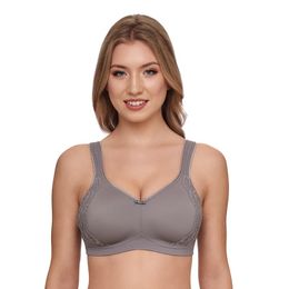 SuSa Minimizer-BH &raquo;London&laquo; vorgeformte Cups, Spitze, blickdicht, elastisch grau 75, Cup G Minimizer-BH