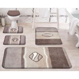 Grund Badematte &raquo;Jewel&laquo; H&ouml;he 24 mm rutschhemmend beschichtet fu&szlig;bodenheizungsgeeignet besonders dichter Flor, Badematten mit Streifen grau Polyacryl WC-