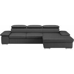 Sit & More sit&more Ecksofa &raquo;Valantine L-Form, B: 286 cm&laquo; mit Arm- & Kopfteilverstellung, optional mit Schlaffunktion schwarz NaturLEDER B/H/T: 286cm x 73cm x 