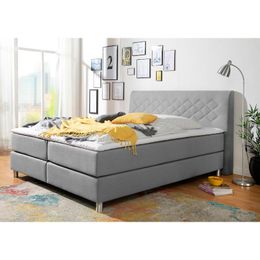 Home Affaire Boxspringbett &raquo;Parla&laquo; incl. Topper, 4 Farben in 4 Breiten, 2 H&auml;rtegraden, 3 Matratzenarten grau 100% Polyester Struktur fein, Liegefl&auml;che