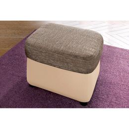 DOMO collection Hocker &raquo;FLORES 60x60 cm, hochwertig&laquo; beige NaturLEDER (echtes Rindsleder) in Sitz und R&uuml;cken. Korpus in passendem Kunstleder SOFTLUX 