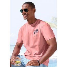 Beach Time Beachtime Herren T-Shirt &raquo;, sommerliches Shirt mit modischem Palmen Print&laquo; Regular-Fit, mit kleinem Print vorn und gro&szlig;em Print hinten orange L (52/54