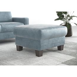 OTTO home Polsterhocker &raquo;Summer&laquo; inkl. Stauraum, Cord-Bezug, wengefarbene Holzf&uuml;&szlig;e blau 100% Polyester B/H/T: 77cm x 48cm x 67cm, Breitcord,mit 